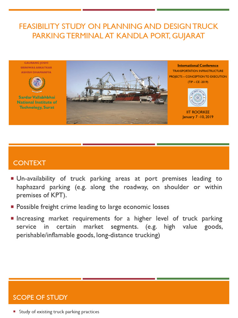 Feasibility Study - Planning and Design Truck Parking Kandla | PDF