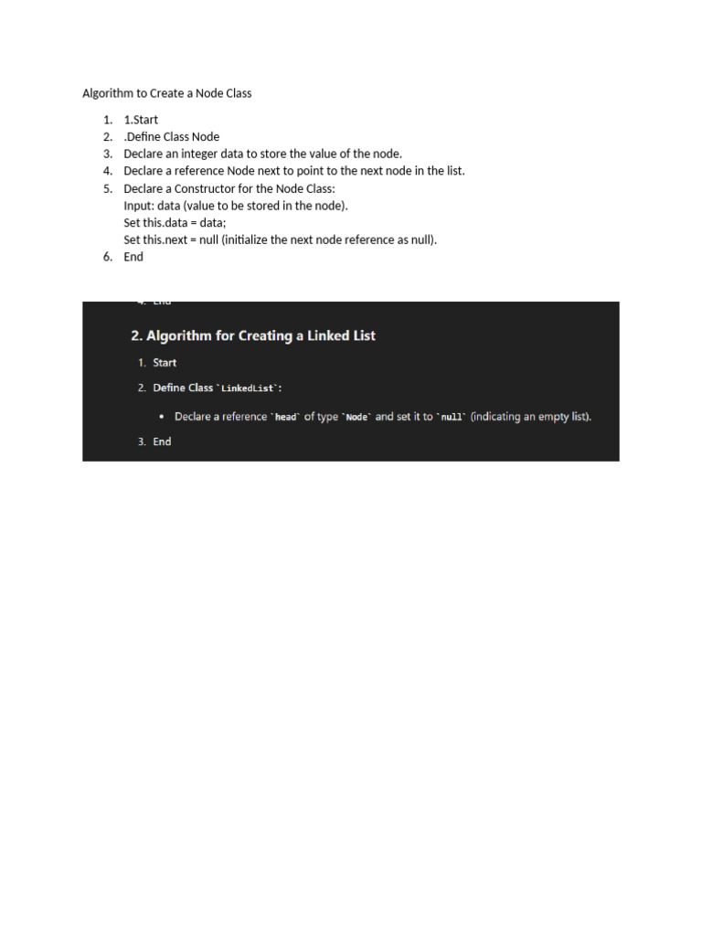 Algorithm To Create A Node Class | PDF