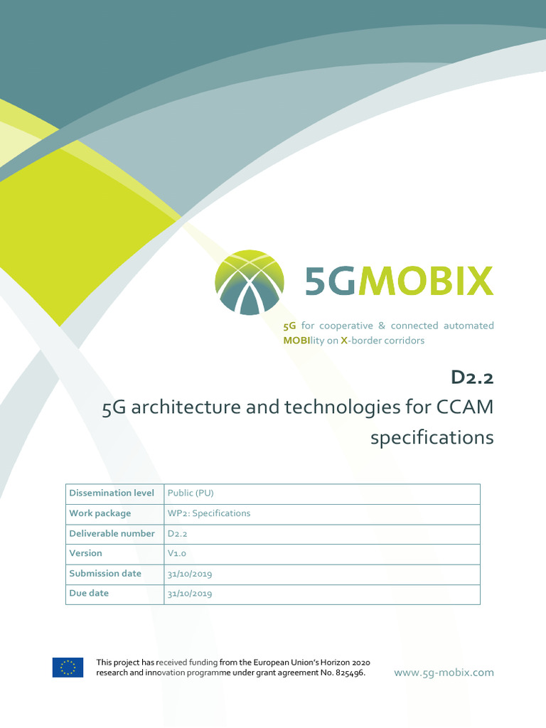 5G MOBIX D2.2 5G Architecture and Technologies For CCAM Specifications V1.0 | PDF