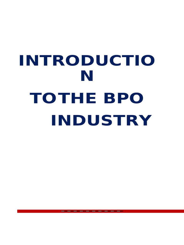 Introduction to the BPO Industry | PDF
