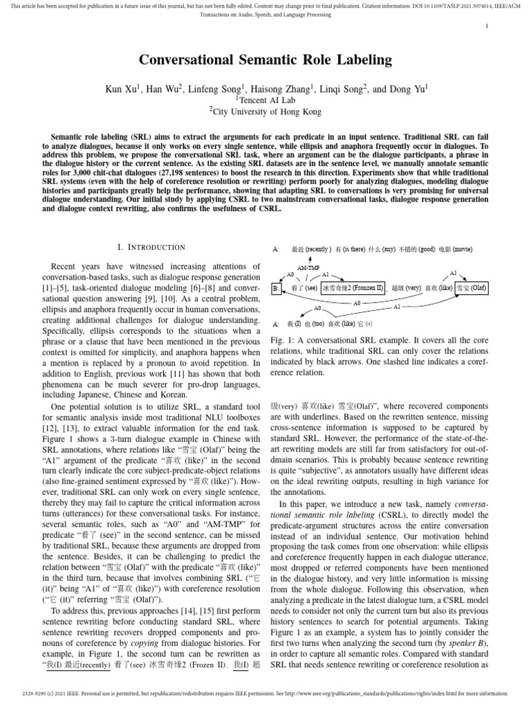 Conversational Semantic Role Labeling | PDF