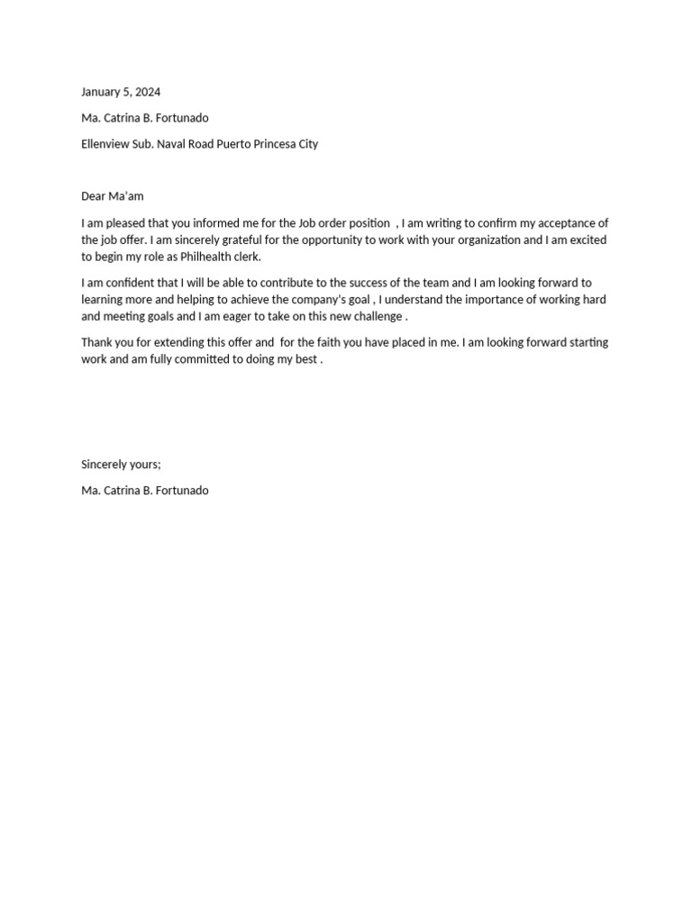 Application Letter As Job Order | PDF