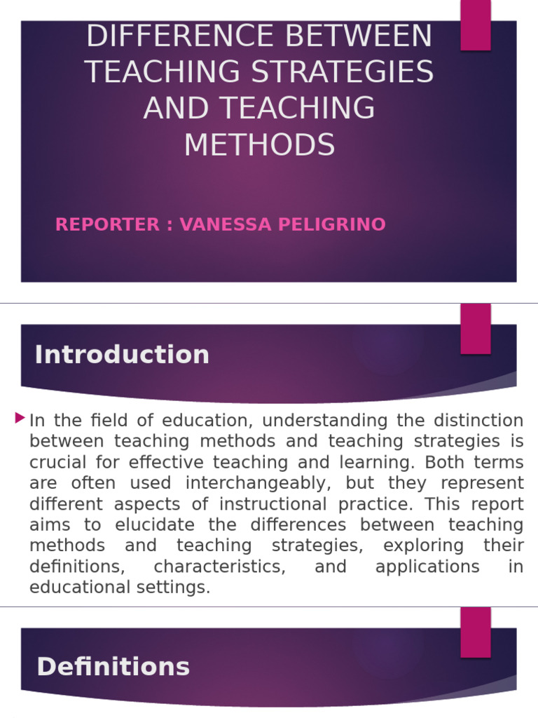 Difference Between Teaching Strategies and Teaching Methods | PDF Difference Between Teaching Strategies and Teaching Methods | PDF