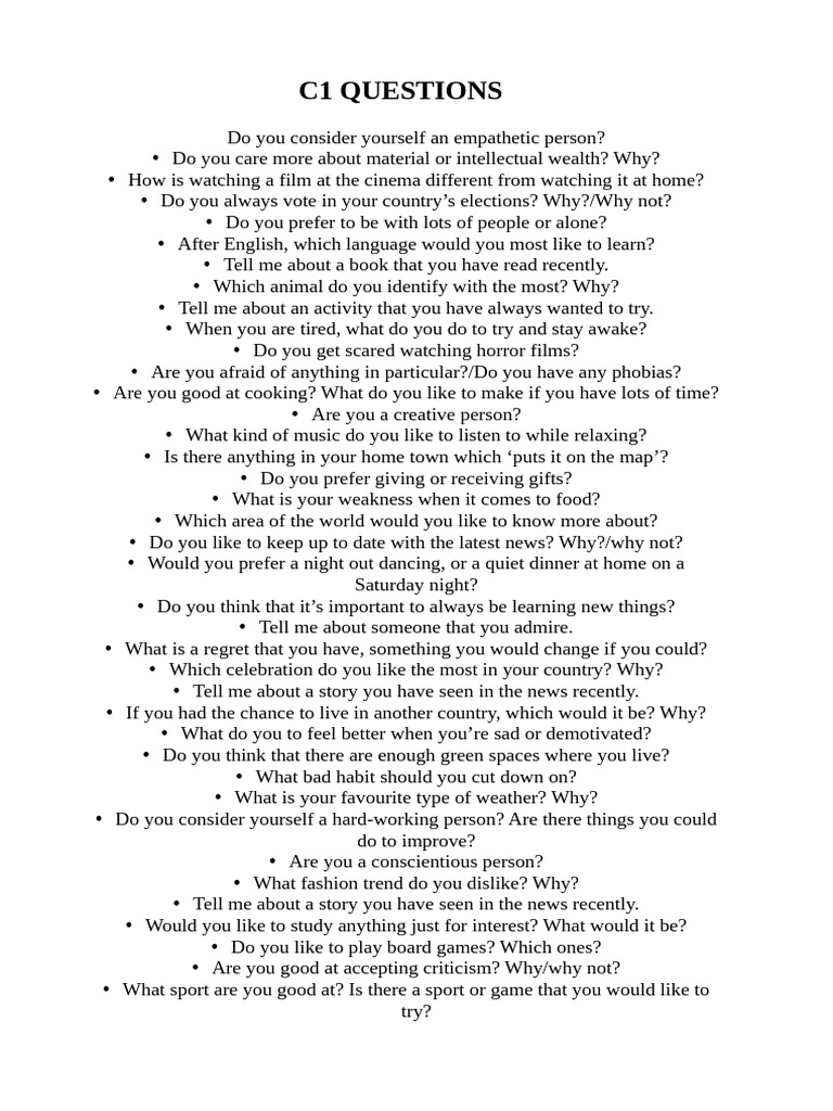 C1 Questions | PDF