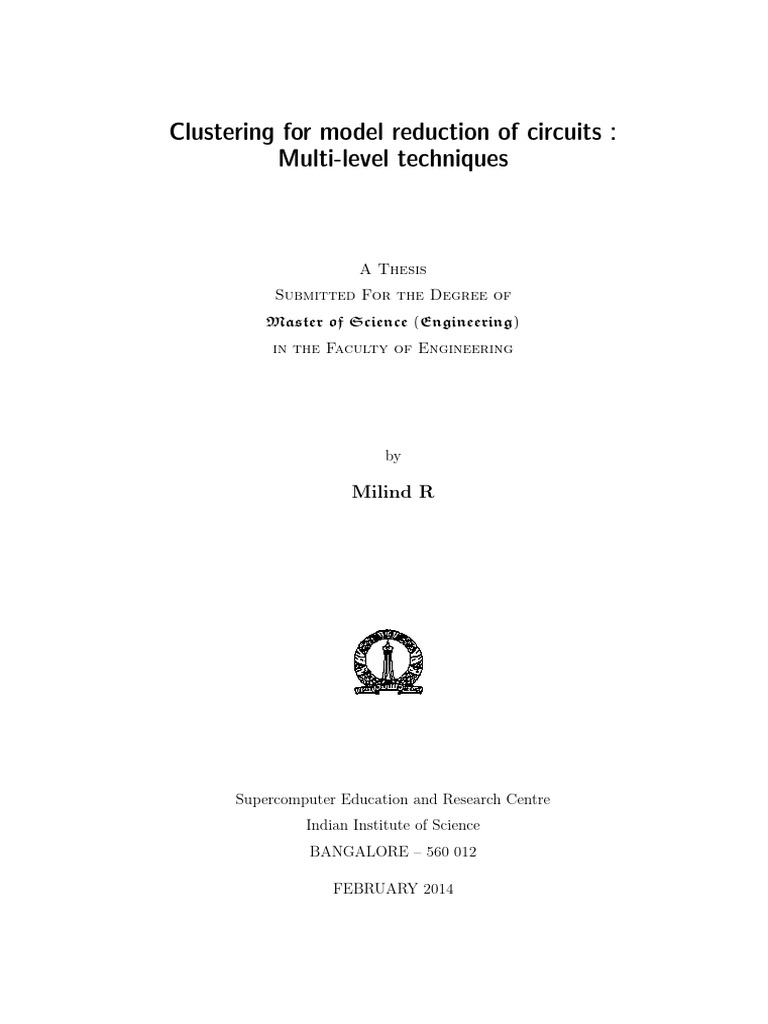 Clustering For Model Reduction of Circuits: Multi-Level Techniques | PDF | Eigenvalues And ...