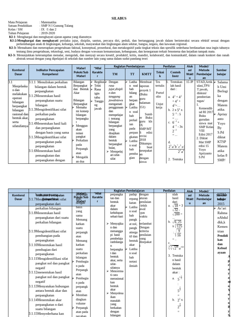 Silabus KLS 9-1 | PDF