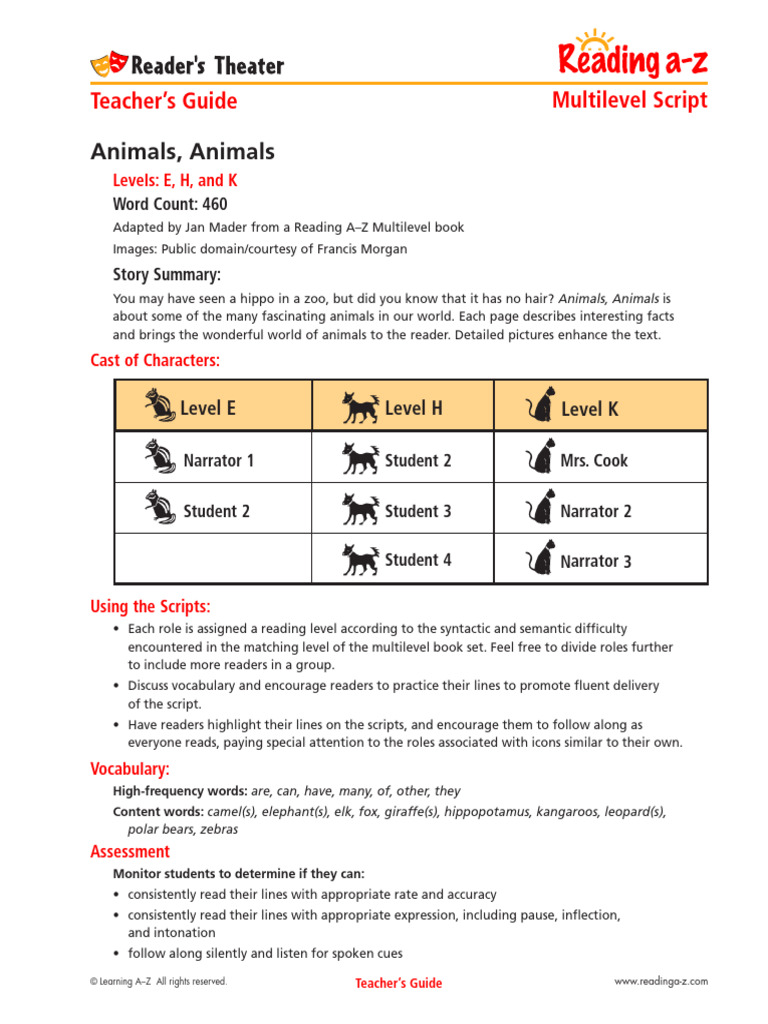 Animals Animals Readers Theater | PDF