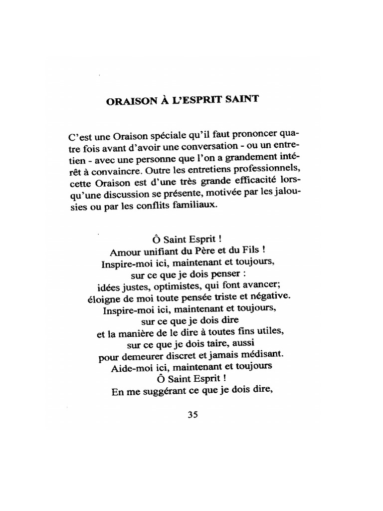 Oraison A L'esprit Saint (Pour Convaincre Quelqu'un Et Calmer Un ...