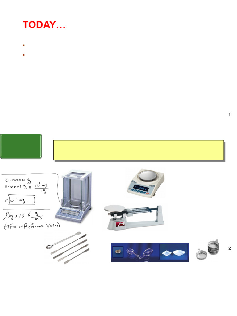 Today : Some Laboratory Tools. Units For Expressing The Concentration | PDF