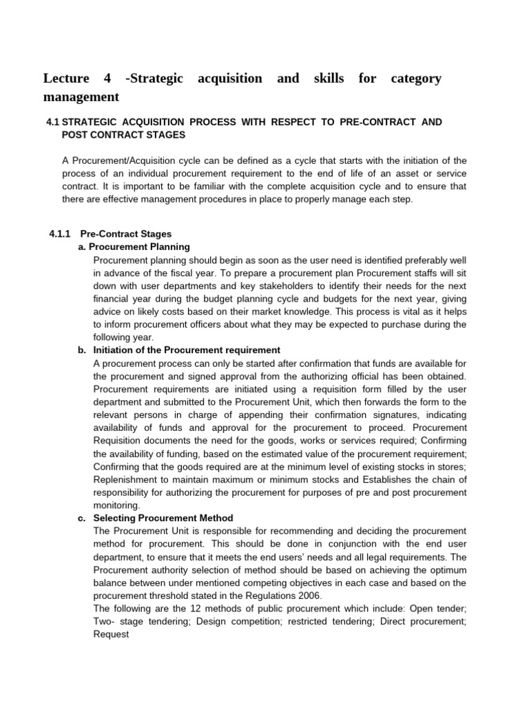 Lecture 4 - Strategic Acquisition Process With Respect To Pre Post ...