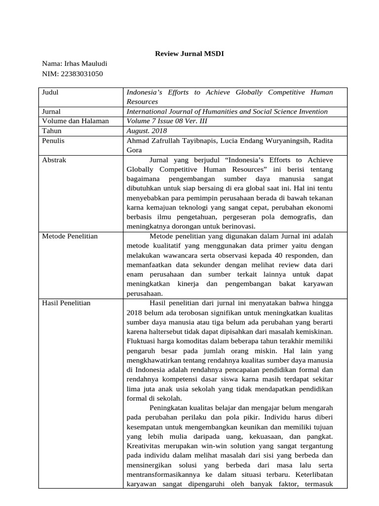Review Jurnal MSDI, Irhas Mauludi | PDF