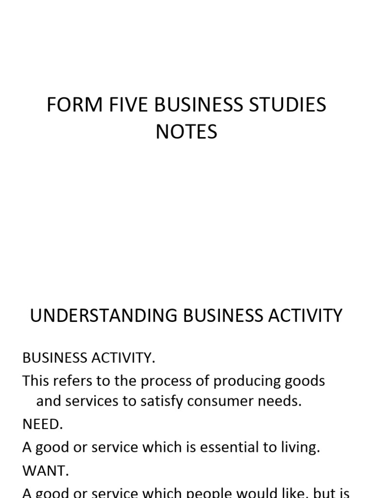 Form Five Business Studies Notes | PDF