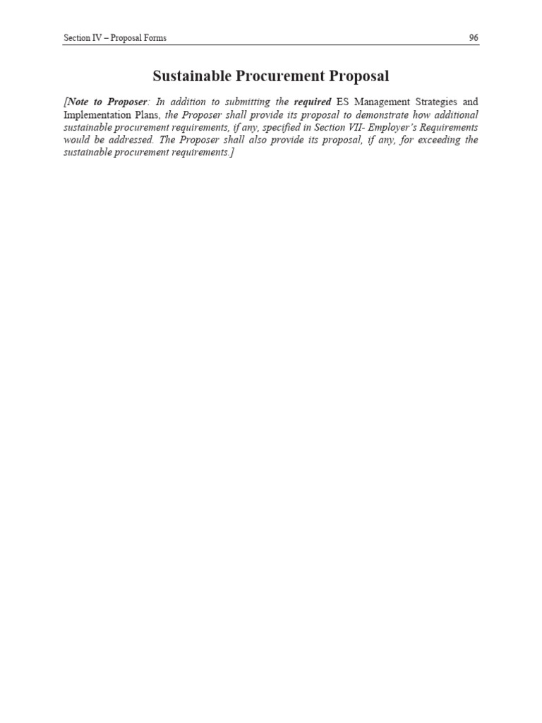 Sustainable Procurement Proposal: Note To Proposer Required | PDF