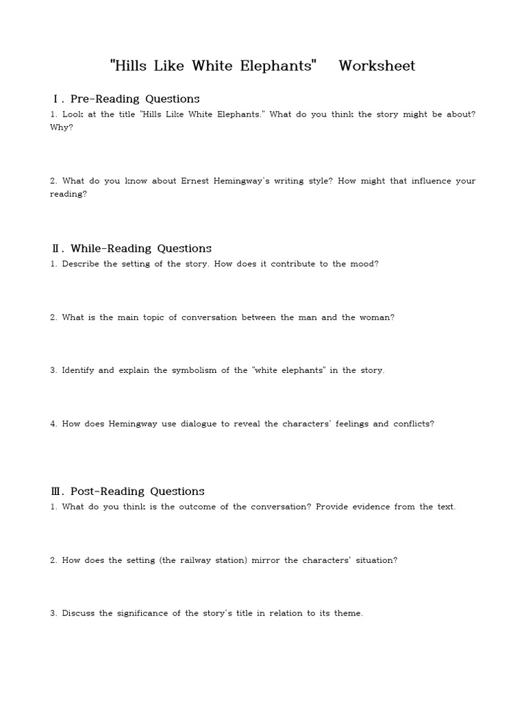 (WB) Hills Like White Elephant | PDF