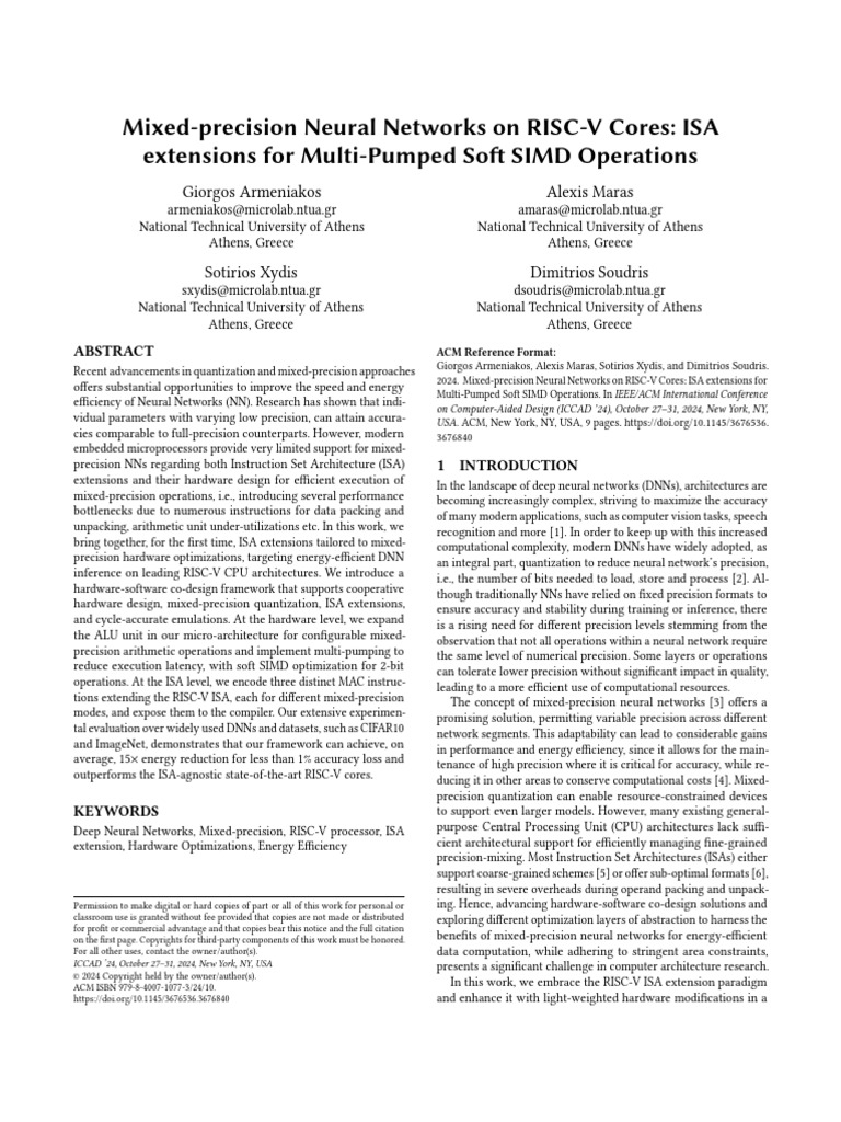 Mixed-Precision Neural Networks On RISC-V Cores: ISA Extensions For Multi-Pumped Soft SIMD ...