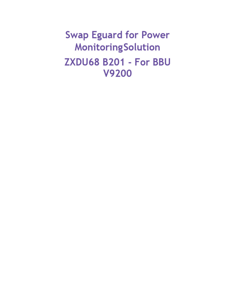 Swap BBU 8200 For Eguard To Dry Contact For Power Monitoring ZXDU68 B201 - BBU V9200 | PDF