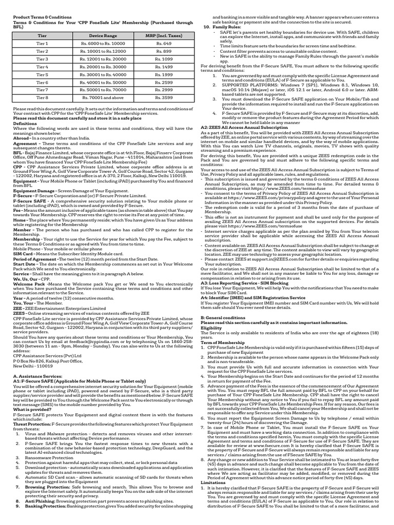 Fonesafe Lite Tncs Only | PDF
