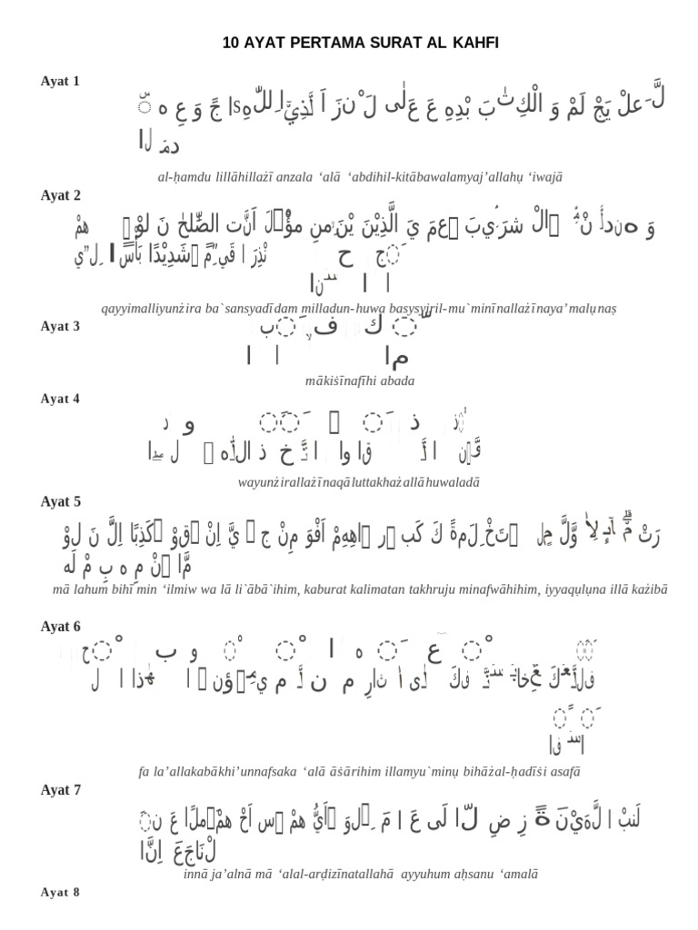 10 Ayat Pertama Surat Al-Kahfi | PDF | Agama & Spiritualitas