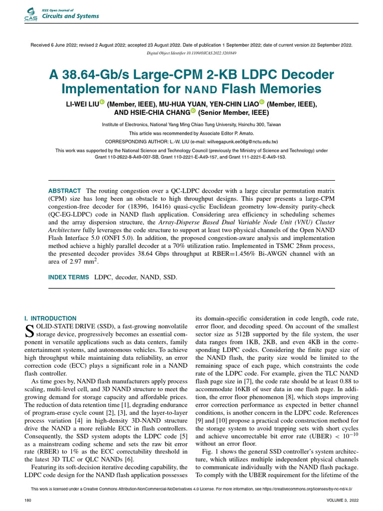 A 38.64-Gb S Large-CPM 2-KB LDPC Decoder Implementation For Nand Flash Memories | PDF