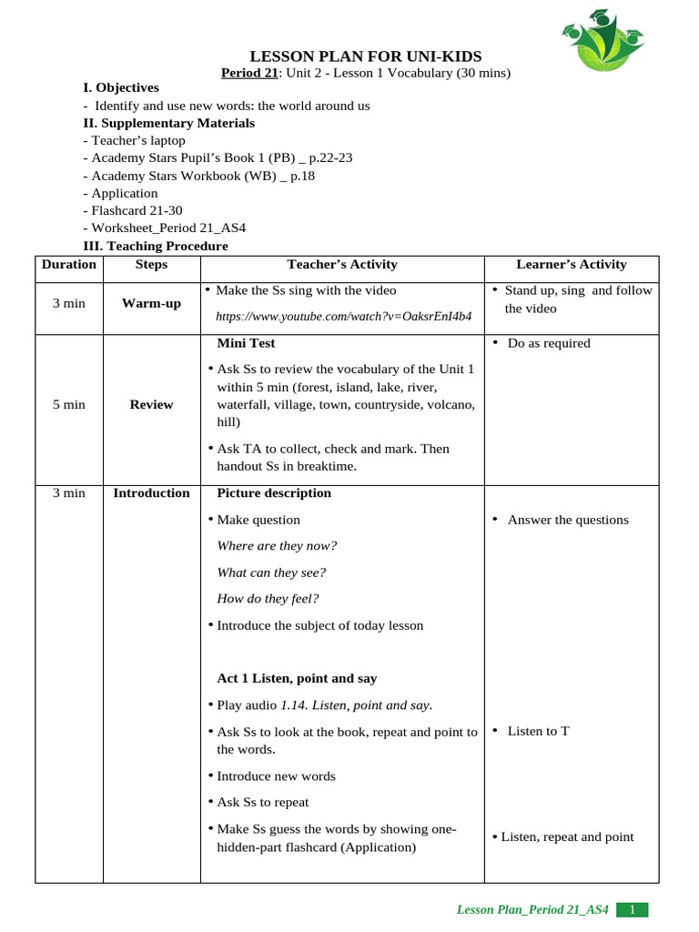 Lesson Plan - Period 21 - AS4 | PDF