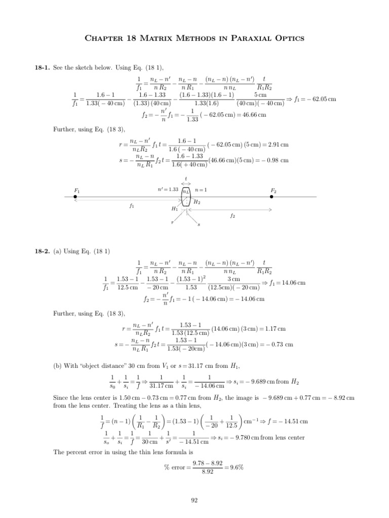 Introduction To Optics Ch#4 Solution | PDF