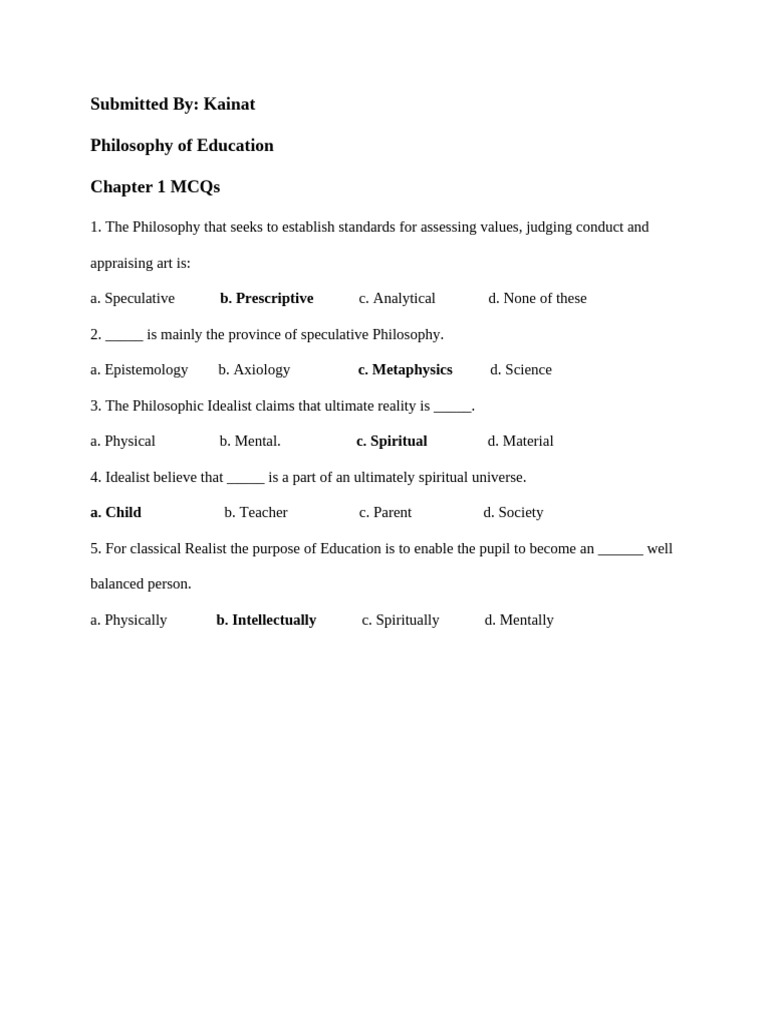 Chapter 1 MCQs | PDF