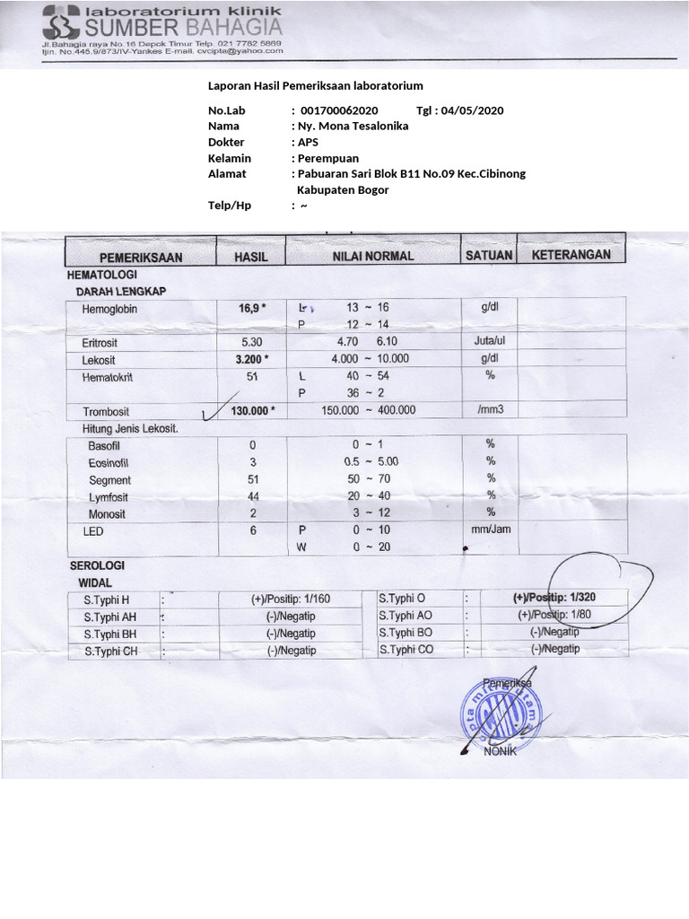 Laporan Hasil Pemeriksaan Laboratorium | PDF