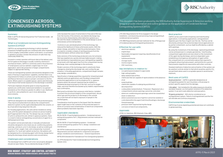 AFPG-11 Condensed Aerosol Extinguishing Systems | PDF