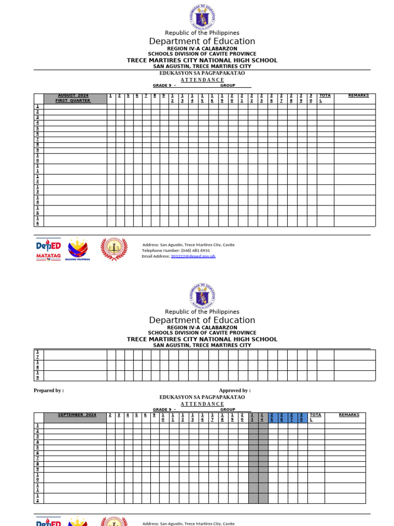 Attendance 2024 2025 | PDF
