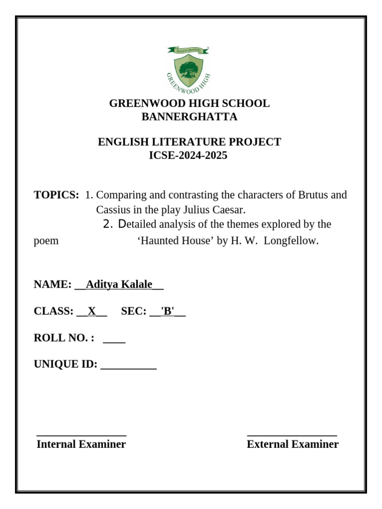Eng Lit Project | PDF