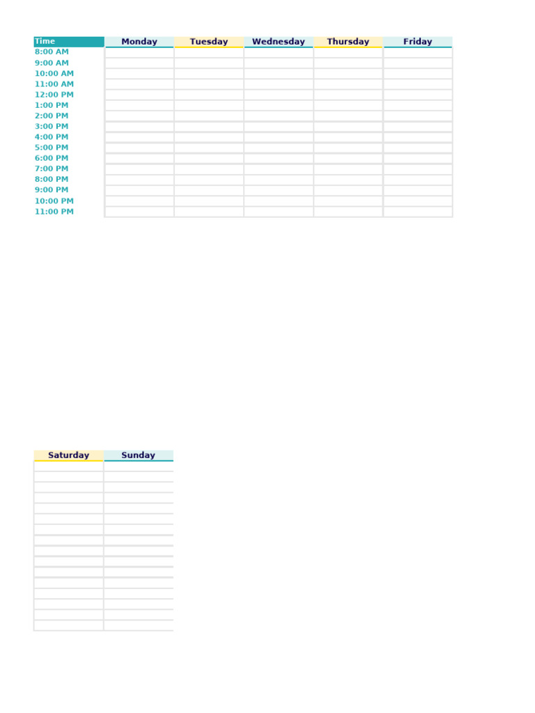 Weekly Schedule Template | PDF