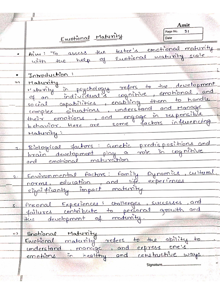 Emotional Maturity | PDF