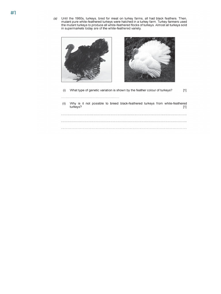 Variation and Evolution past papers | PDF