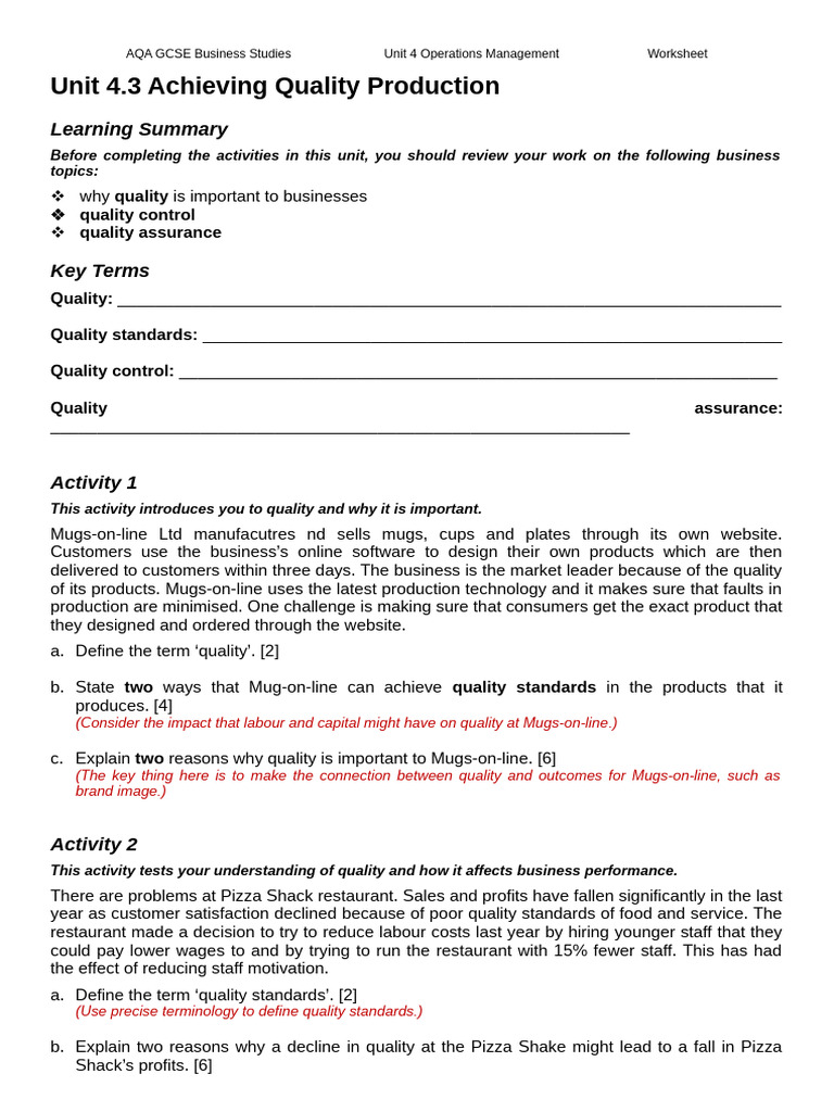 Unit 4.3 Worksheet | PDF