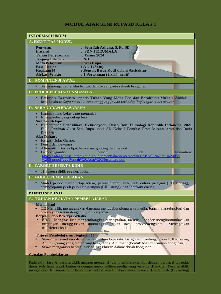 MA SENI RUPA K1 Keg 10 | PDF