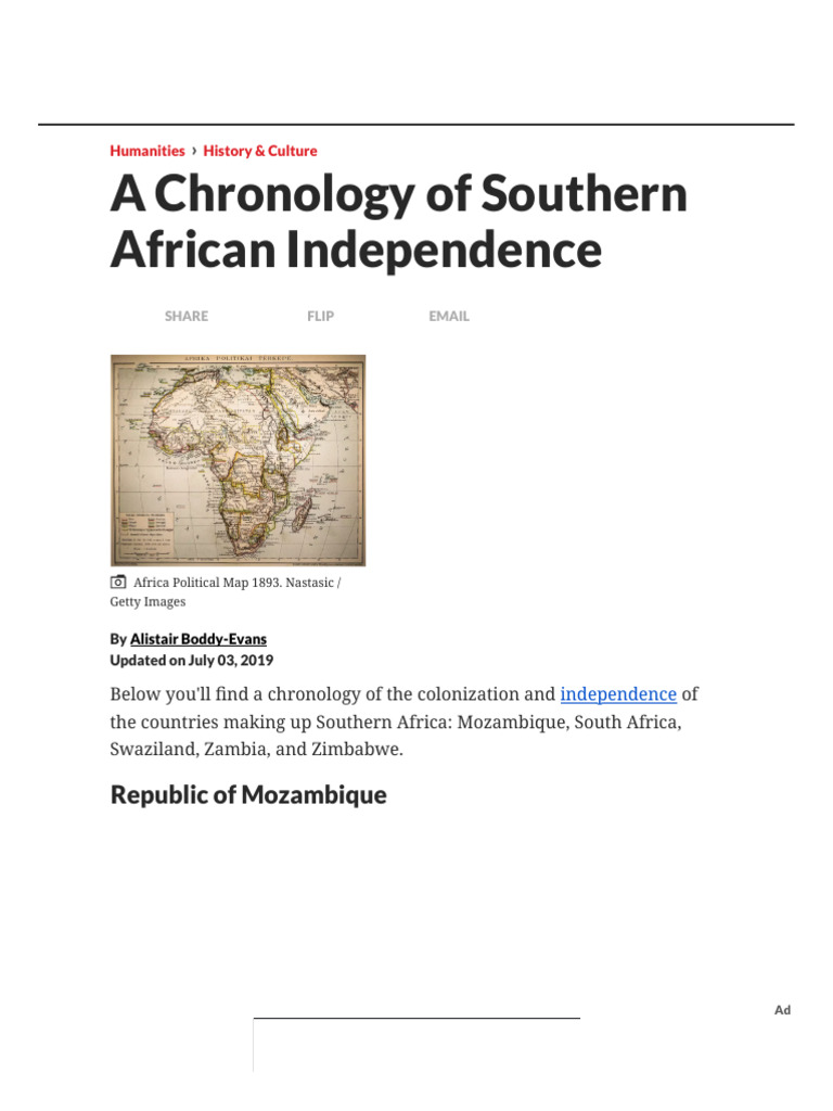 Southern African Independence Explained by Country | PDF