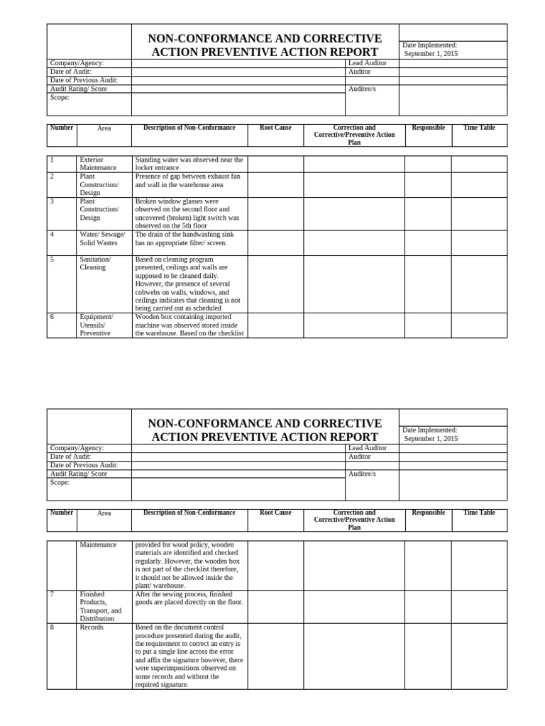 Supplier Audit NCR Revised | PDF