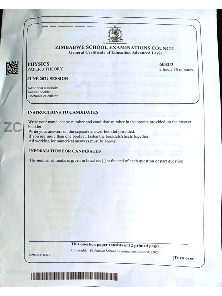 Physics June 2024 | PDF