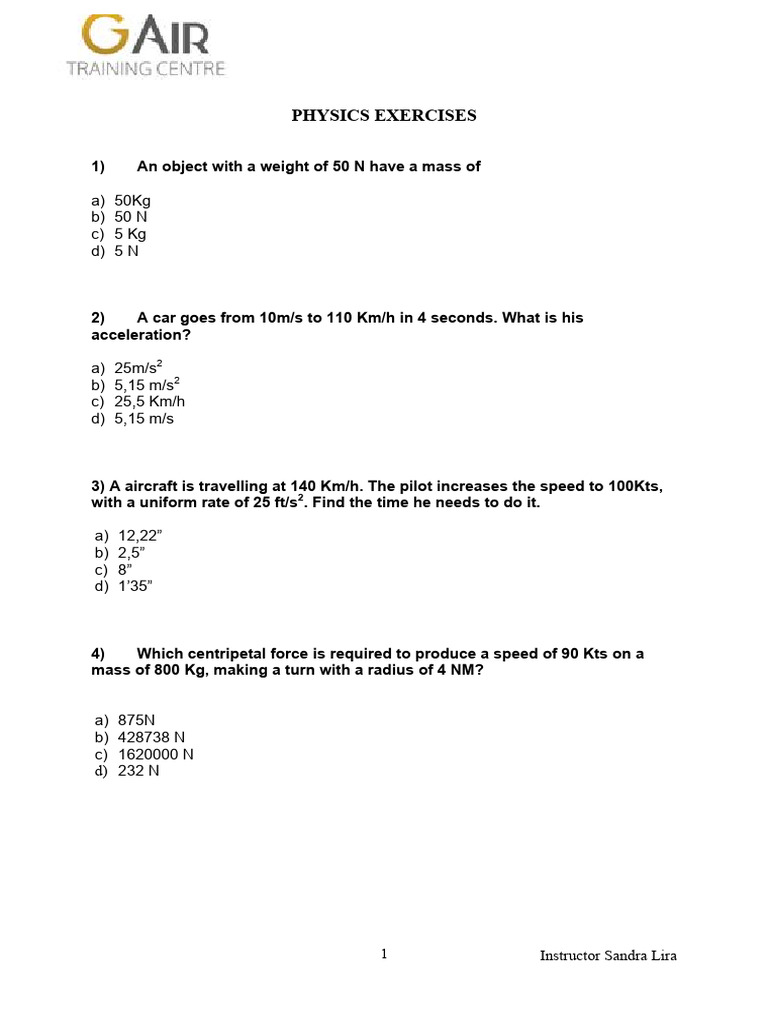X.physics Exercises For Practice | PDF