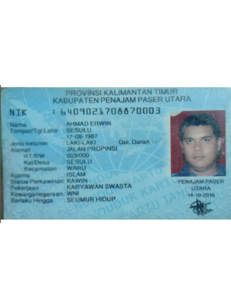 AHMAD ERWIN-KTP-.ktp erwin | PDF