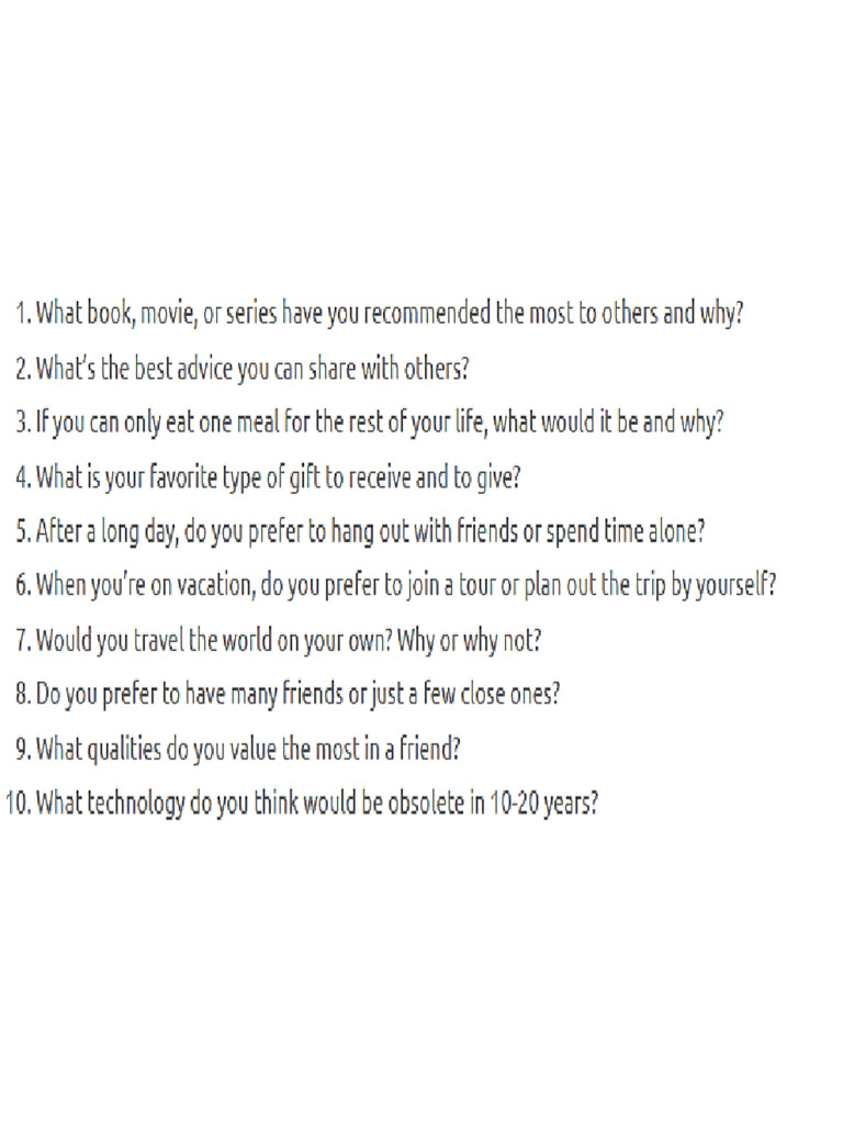 Speaking 20 questions | PDF