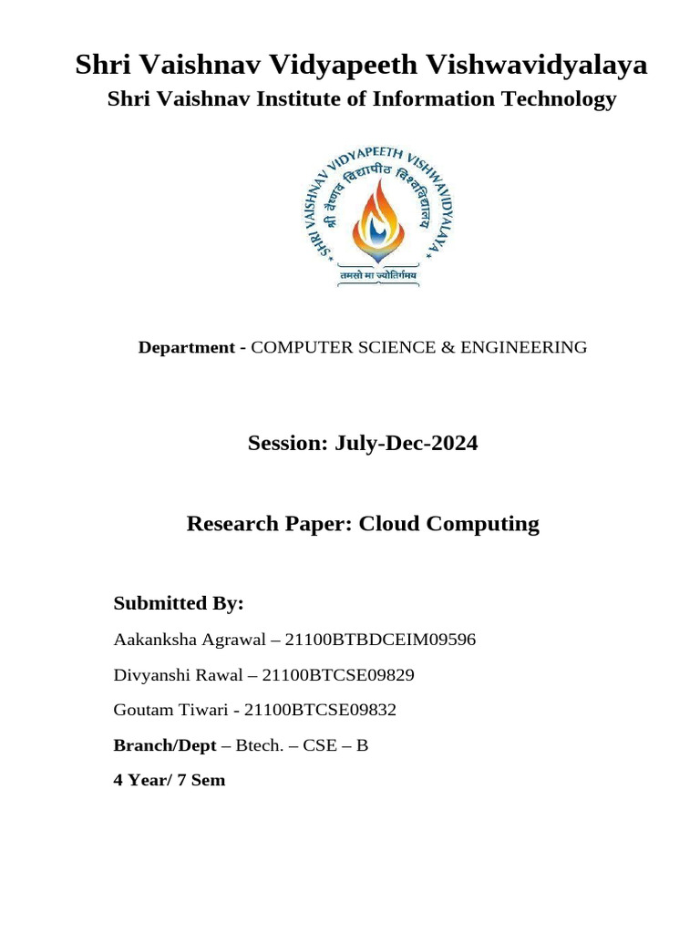 5) Cloud Computing Research Paper | PDF