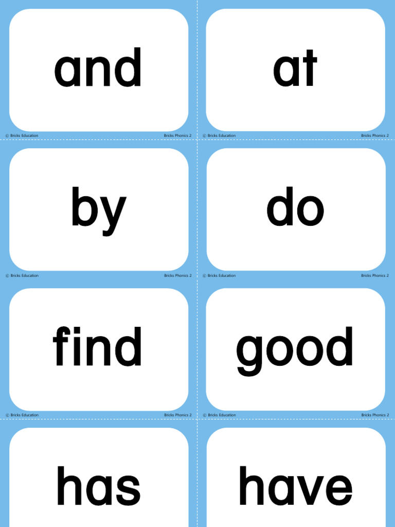 Bricks Phonics L2 Flashcard Sight Words | PDF