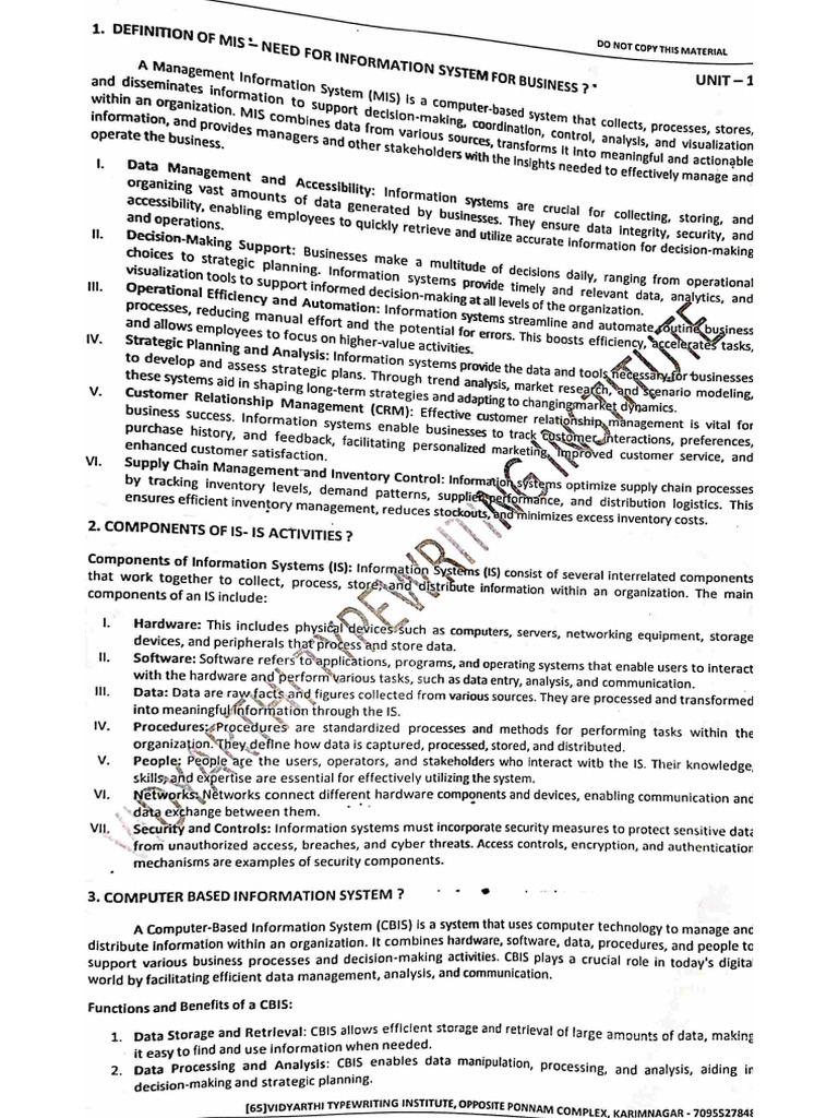 Mba 4th Sem Management Information System Shatvahana University | PDF