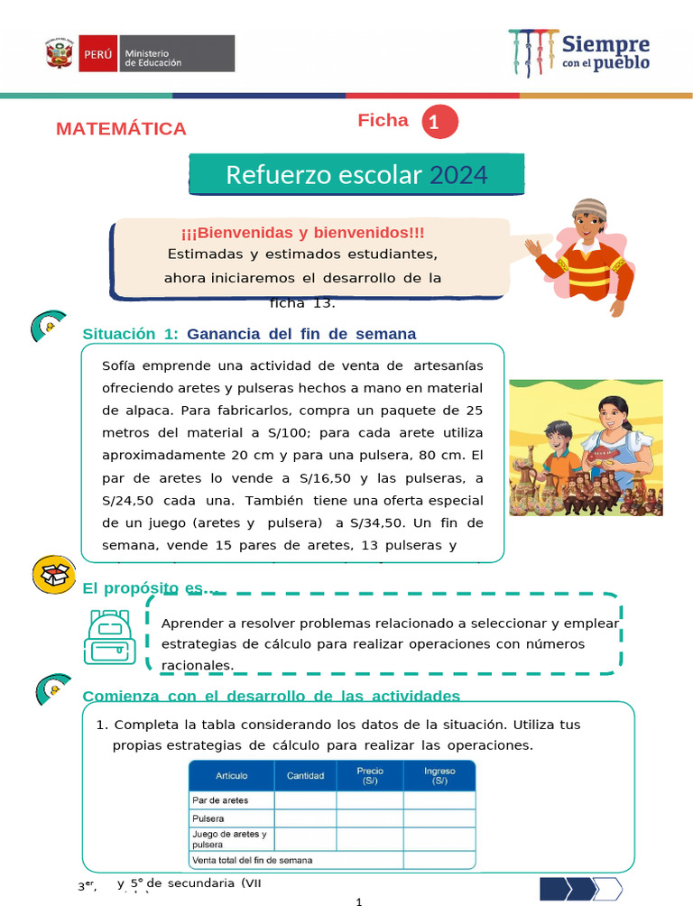 Ficha de Refuerzo de Tercero y Cuarto N 13 | PDF