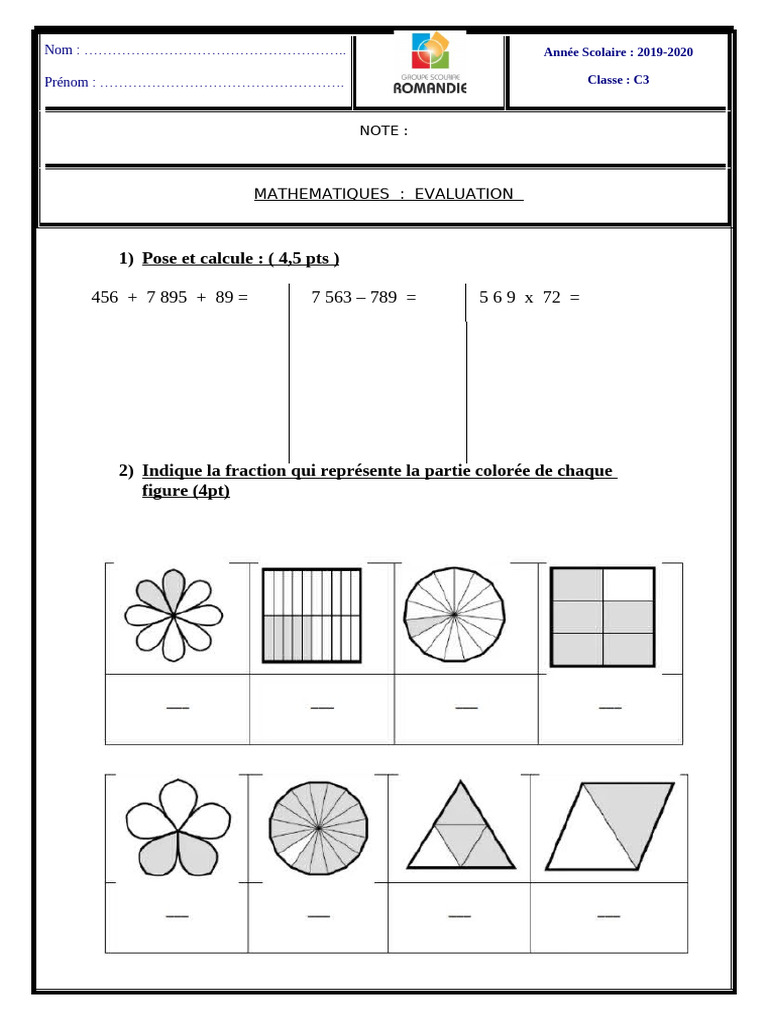 évaluation math ce2 | PDF