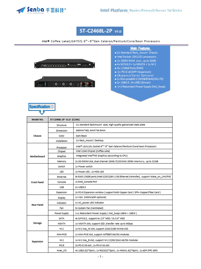 ST-C2468L-2P (LGA1151) Rackmount Router&Firewall Appliance ...