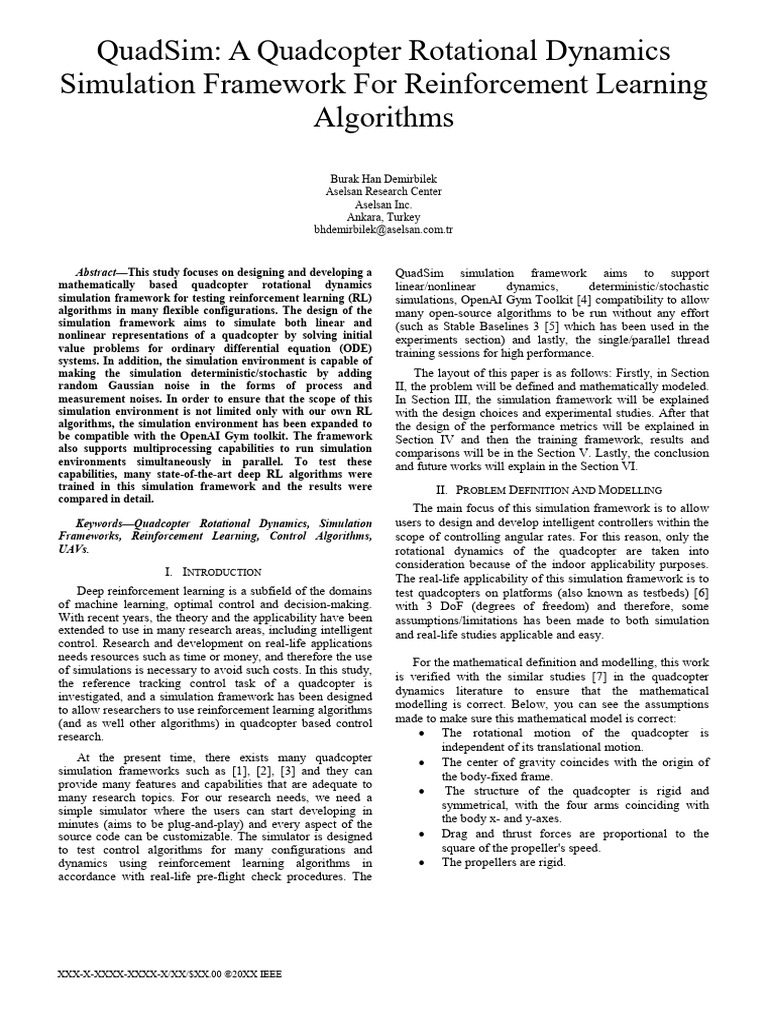 QuadSim A Quadcopter Rotational Dynamics Simulation Framework For Reinforcement Learning ...