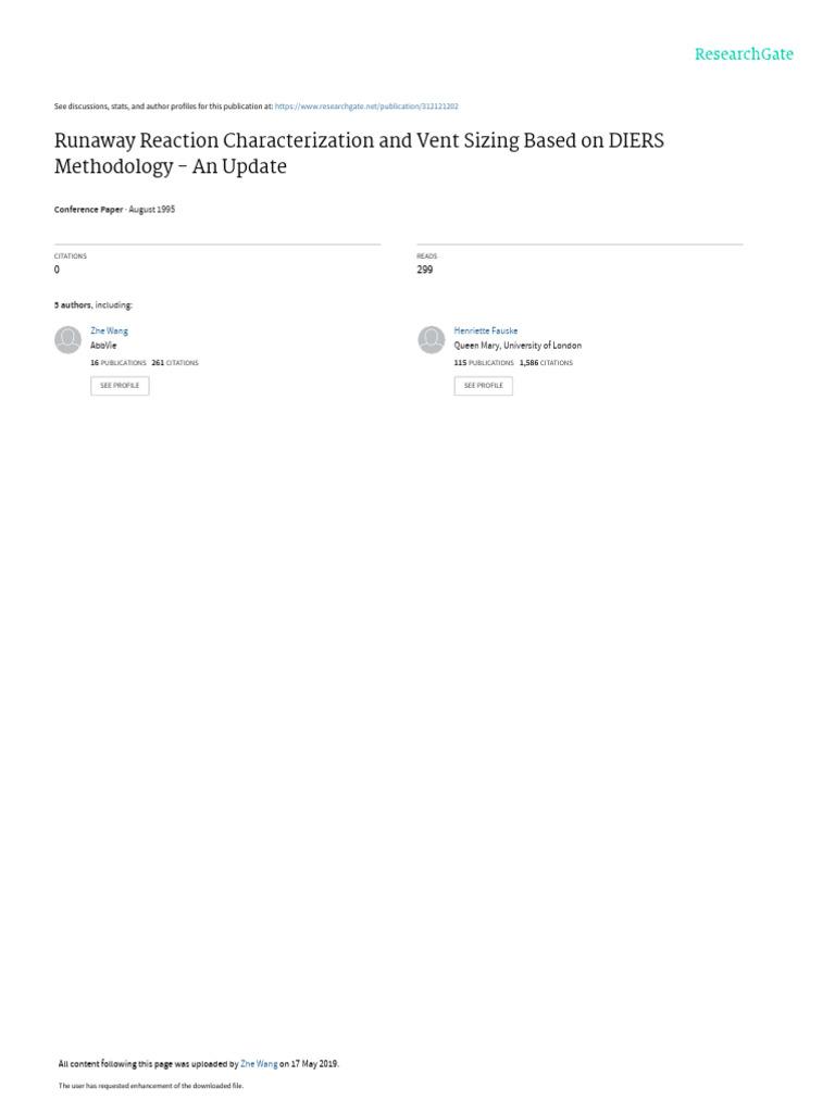 Runaway Reaction Characterization and Vent Sizing Based On DIERS ...