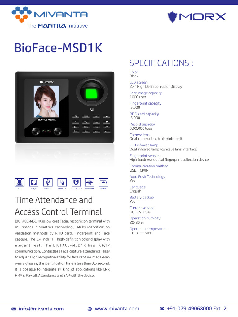 BioFace MSD1K Catalogue | PDF